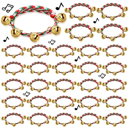 24 Pack Bell Christmas Bracelet Jingle Bracelets for Kids Adjustable Friendship Bracelets Adults Red and Green Wristbands Fun Christmas Party Favors Gifts Stocking Stuffers Holiday Carnival
