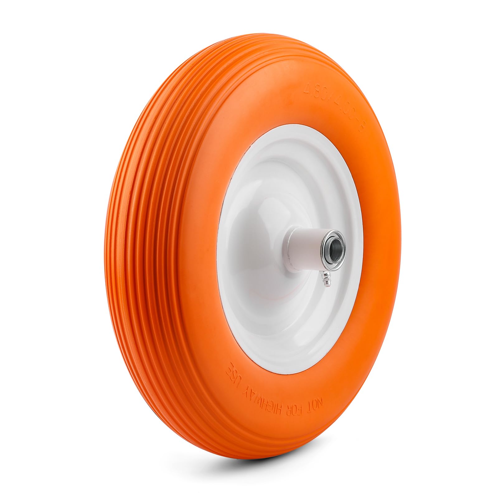 UniversalY Fit, Flat Free Wheelbarrow Tire - Fits all 5/8" OR 3/4" HUB - 5 Year Warranty