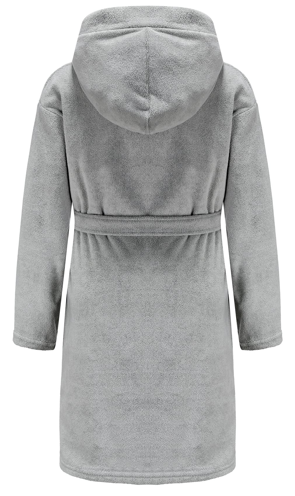 E.W Apparel Kids Boys Girls Hooded Towelling Bathrobe Dressing Gown 100% Cotton Terry Towel Soft Terry Cloth Robe 5-16 Years(Grey,11-12 Years)