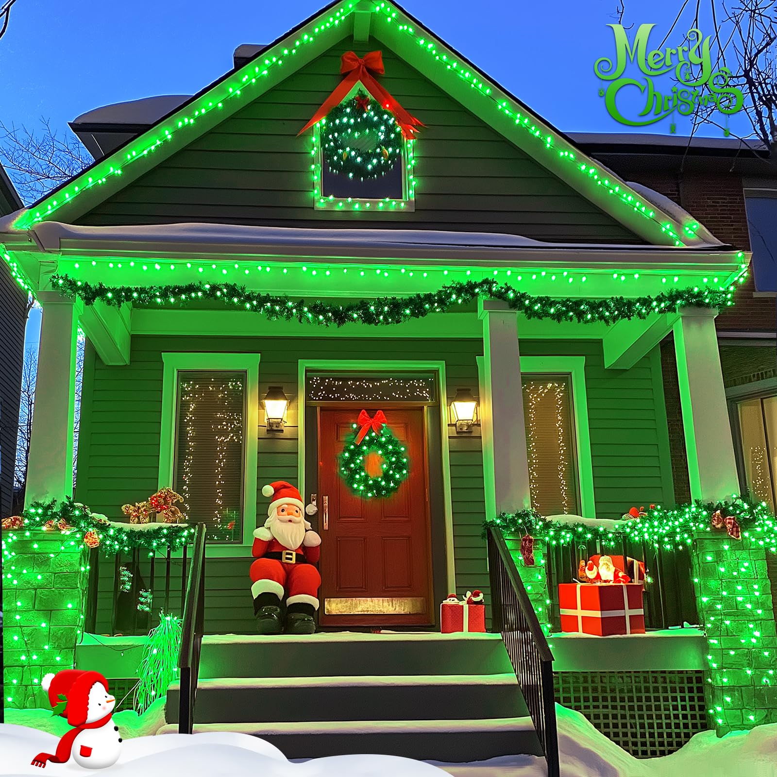 JMEXSUSS 500 LED Green St Patricks Day Lights, 8 Modes Christmas Lights Outdoor Plug in, 173ft Green String Lights for Christmas Party Xmas St Patricks Day Decorations