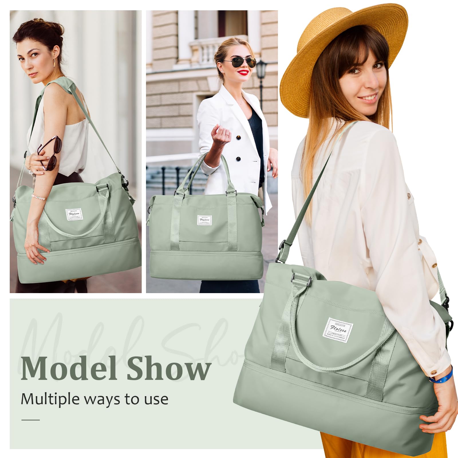 Weekender Bags for Women,Personal Item Travel Bag with Shoes Compartment,Overnight Travel Duffel Bag with Toiletry Bag