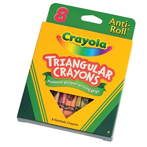 Constructive Playthings Crayola Crayons Bulk, Anti-Roll Triangle Crayons, Classroom Art Supplies for Teachers and Students in Elementary School and Daycares, 8-Pack Crayola Set, 2 Years & Older