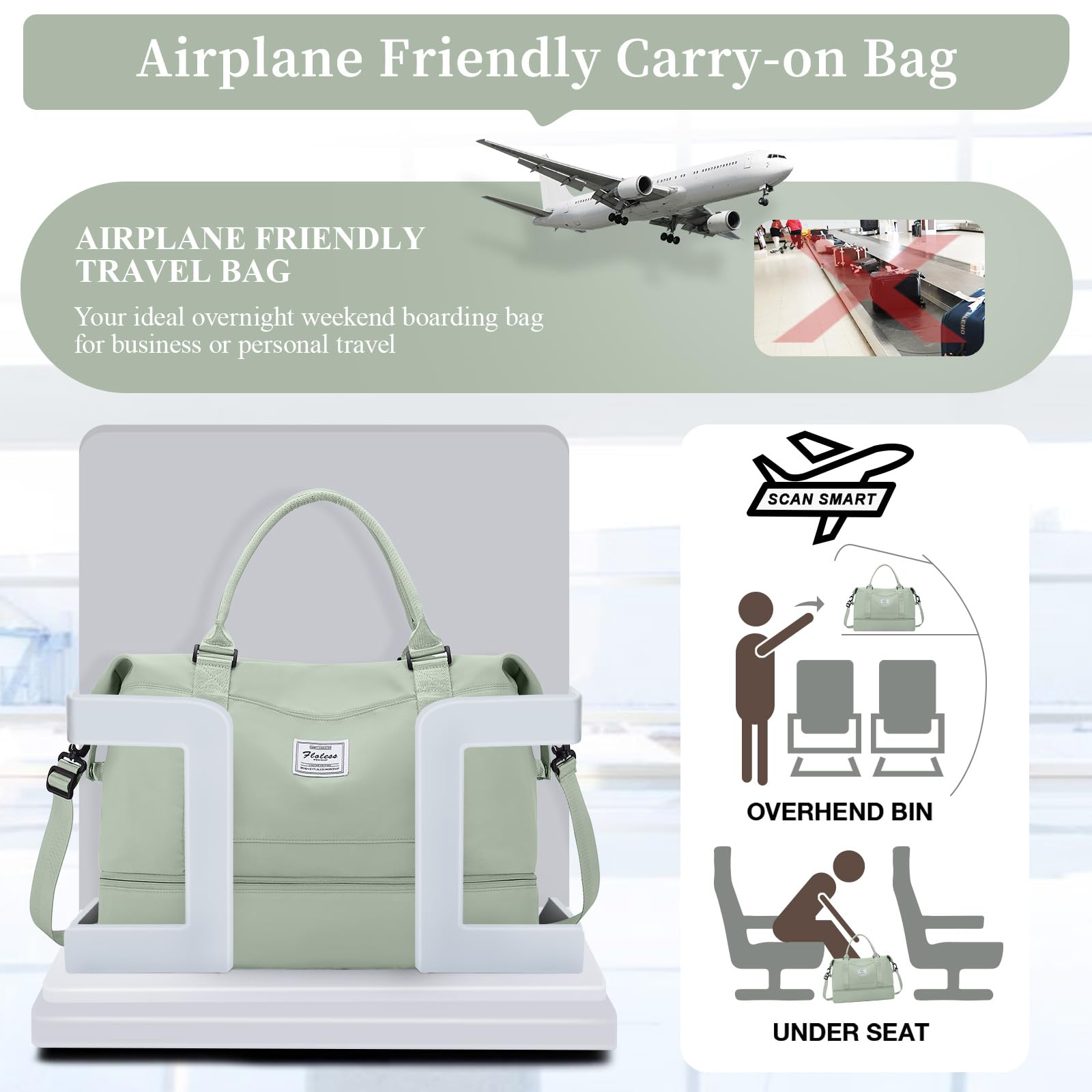 Weekender Bags for Women,Personal Item Travel Bag with Shoes Compartment,Overnight Travel Duffel Bag with Toiletry Bag