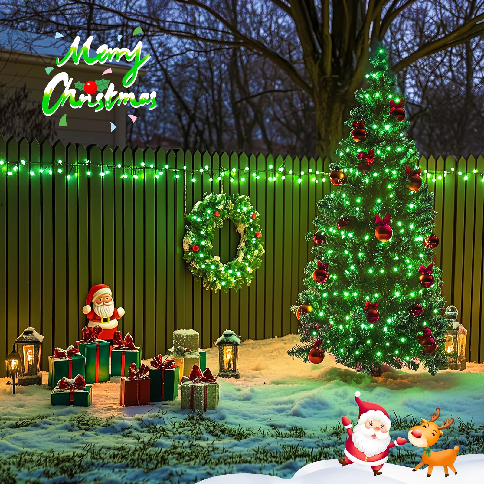 JMEXSUSS 500 LED Green St Patricks Day Lights, 8 Modes Christmas Lights Outdoor Plug in, 173ft Green String Lights for Christmas Party Xmas St Patricks Day Decorations