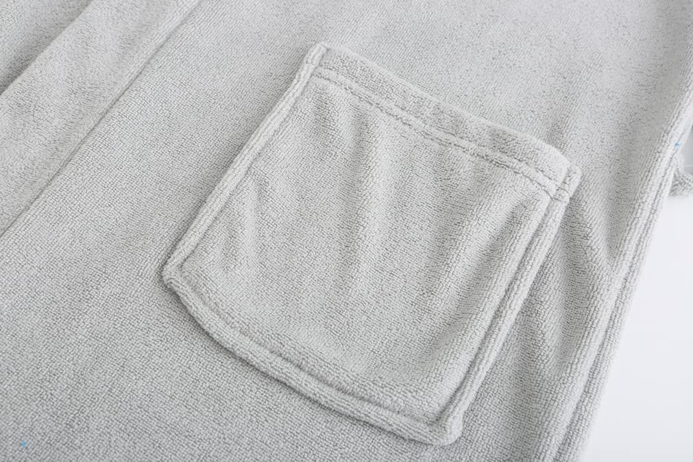 E.W Apparel Kids Boys Girls Hooded Towelling Bathrobe Dressing Gown 100% Cotton Terry Towel Soft Terry Cloth Robe 5-16 Years(Grey,11-12 Years)