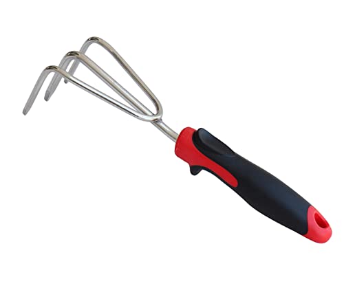 TABOR TOOLS D124A 3-Piece Garden Tool Set with Rubberized Non-Slip Handles, Stainless Steel, Includes Hand Trowel, Cultivator Hand Rake, and Transplanter with Gradation Marks