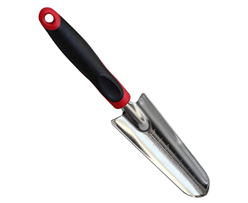TABOR TOOLS D124A 3-Piece Garden Tool Set with Rubberized Non-Slip Handles, Stainless Steel, Includes Hand Trowel, Cultivator Hand Rake, and Transplanter with Gradation Marks