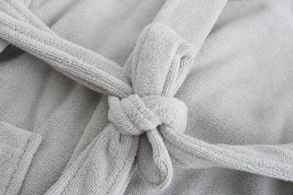 E.W Apparel Kids Boys Girls Hooded Towelling Bathrobe Dressing Gown 100% Cotton Terry Towel Soft Terry Cloth Robe 5-16 Years(Grey,11-12 Years)