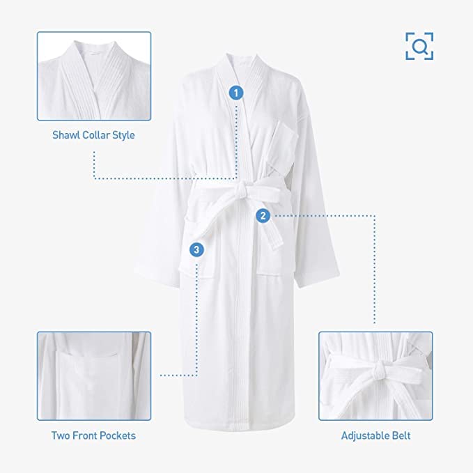 Acanva Women's & Men's Terry Robe Plush Cotton Spa Kimono Bathrobe