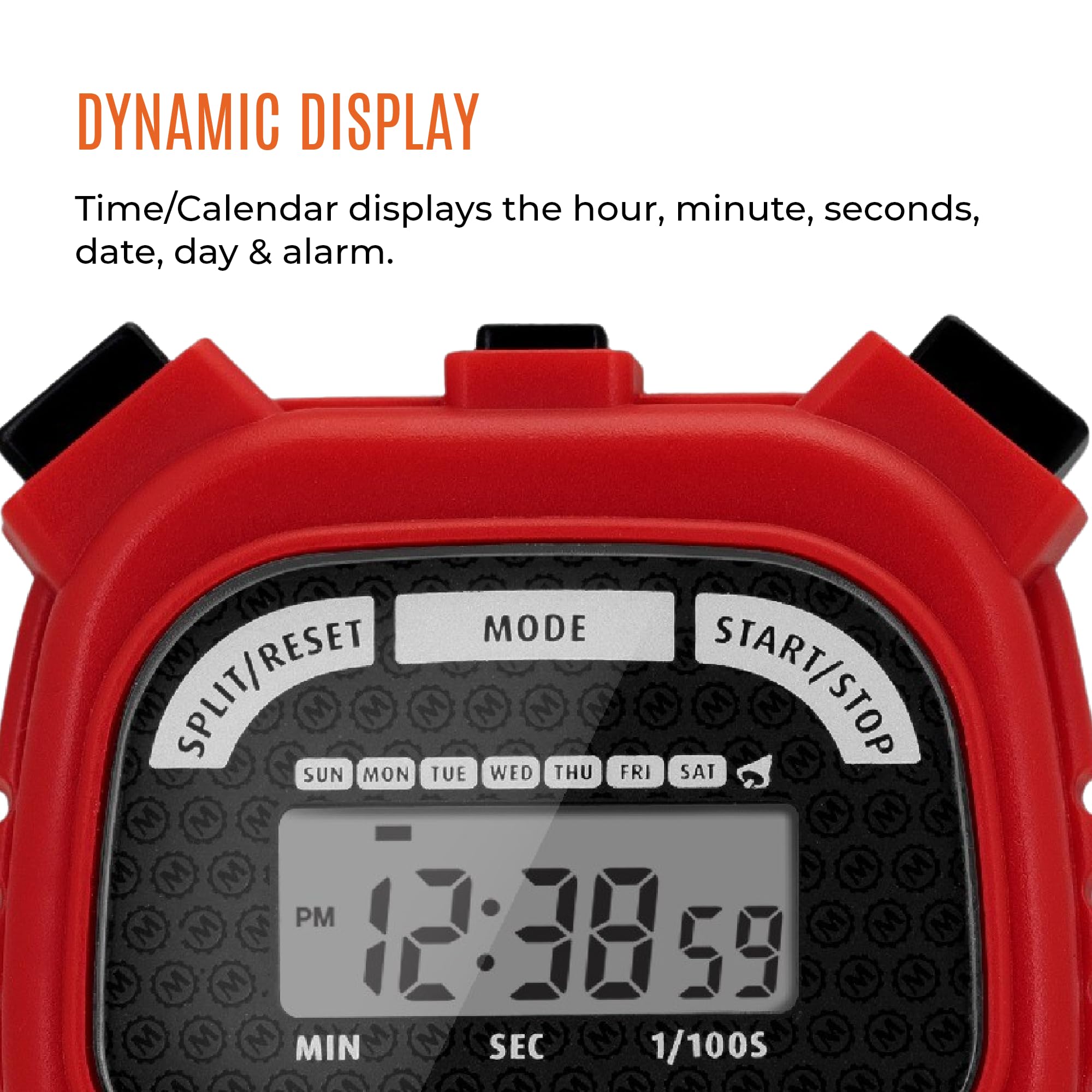 Marathon Adanac 3000 Digital Stopwatch Timer, Red - High Precision Accuracy to 1/100th Seconds - Water, Dust & Shock Resistant - 46β Lanyard Included