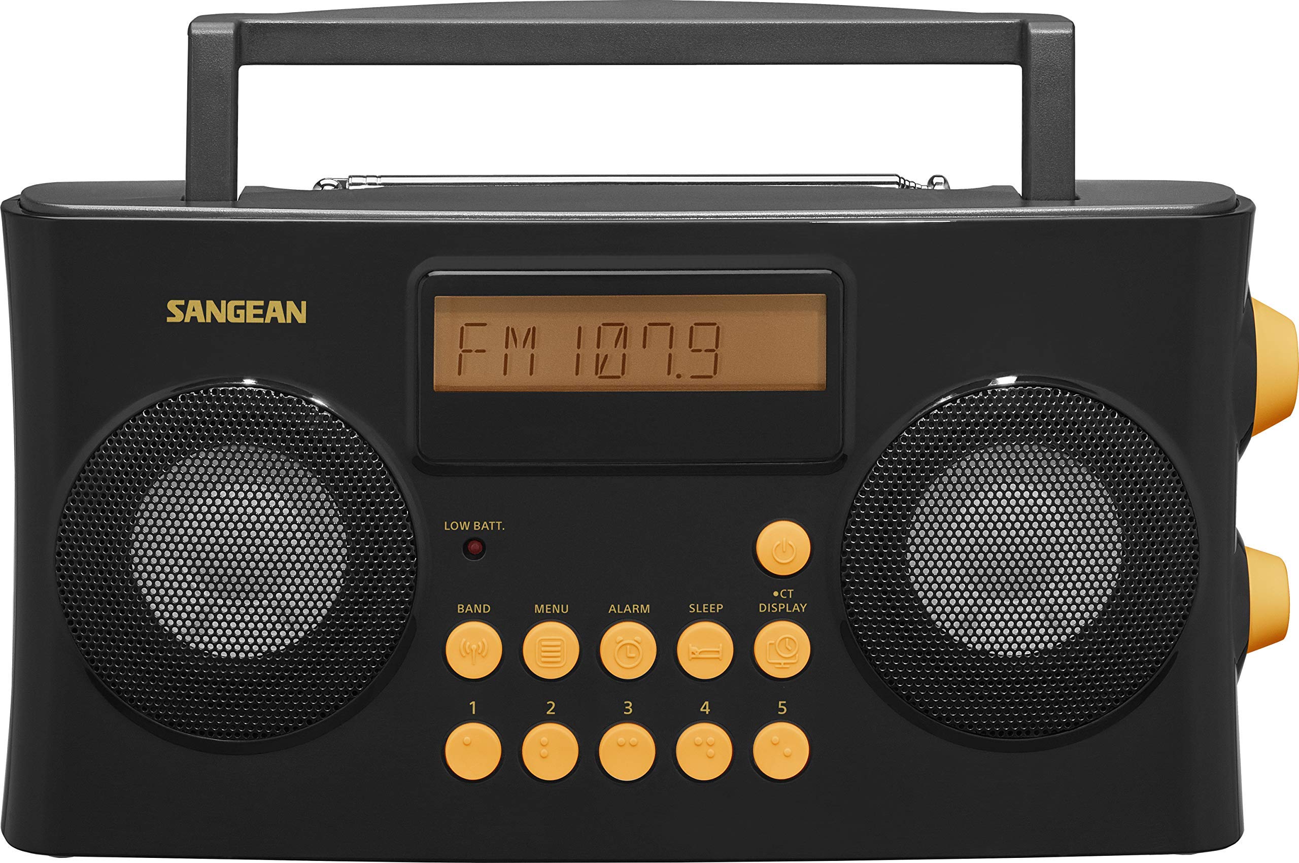 Sangean PR-D17 AM/FM-RDS Portable Radio Specially Designed for The Visually Impaired with Helpful Guided Voice Prompts, high Contrast Large Yellow Controls with Raised Symbols (Renewed)