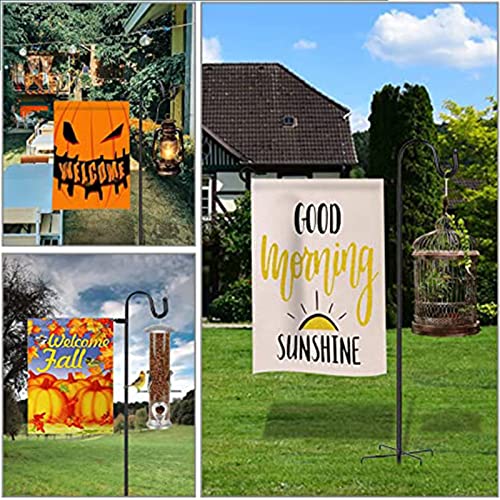 Rexwnadu Shepherd Hook&Garden Flag Holder Stand 48 Iches Bi-Use Sherpherd Hooks Heavy Duty Flag Pole Adjustable Height Yard Flag Stand Garden Decoration Rust Resistant