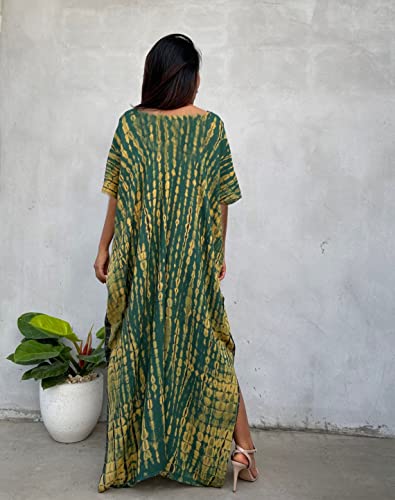 Wander Agio Skirt Long Dress Bikini Cover Up Beach Dresses for Women Robe Coverups Printing Dyeing Stripe Green Yellow 19