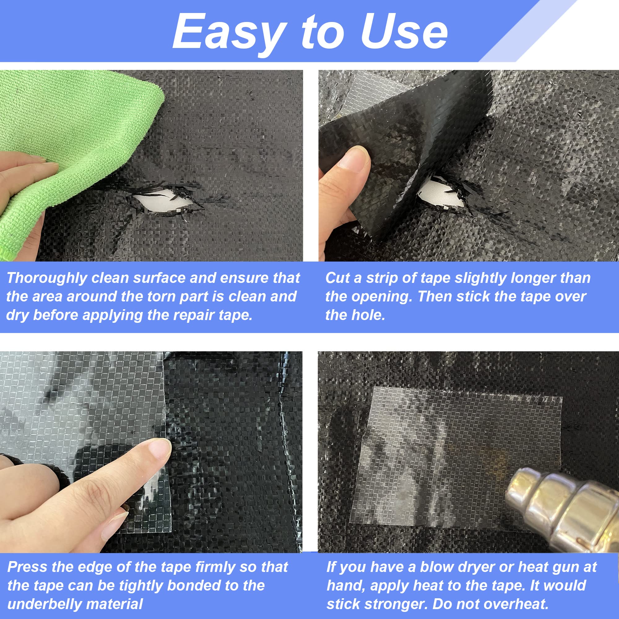 PlusRoc RV Underbelly Material RV Underbelly Tape Waterproof Flex Belly Tape with Permanent Sealing Adhesive for Mobile Home, Camper Travel Trailer, Tear Repair Patch(4'' x 20')