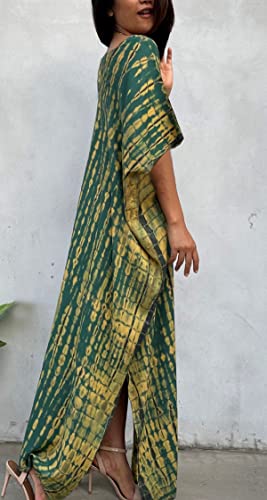 Wander Agio Skirt Long Dress Bikini Cover Up Beach Dresses for Women Robe Coverups Printing Dyeing Stripe Green Yellow 19
