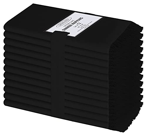 Cotton Clinic Cloth Dinner Napkins Fringes – Perfect Everyday Use Table Napkins – Soft Durable Washable – Ideal for Party Wedding Christmas Easter – Set of 12-20x20 inches Black Napkins