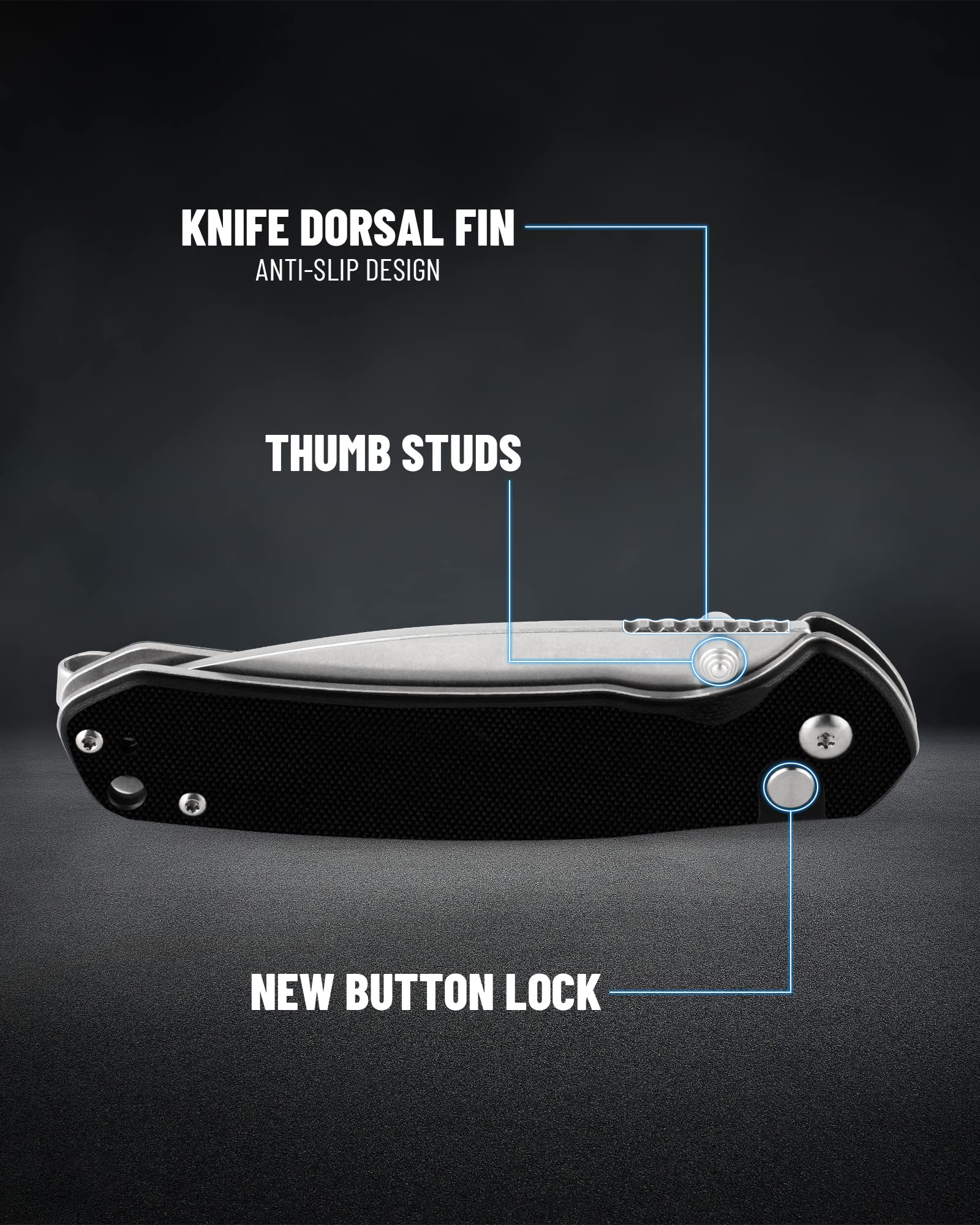 CJRB Folding Knife Pyrite (J1925) AR-RPM9 Blade and G10 Handle EDC Pocket Knife with Clip Black