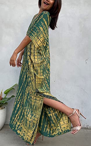 Wander Agio Skirt Long Dress Bikini Cover Up Beach Dresses for Women Robe Coverups Printing Dyeing Stripe Green Yellow 19