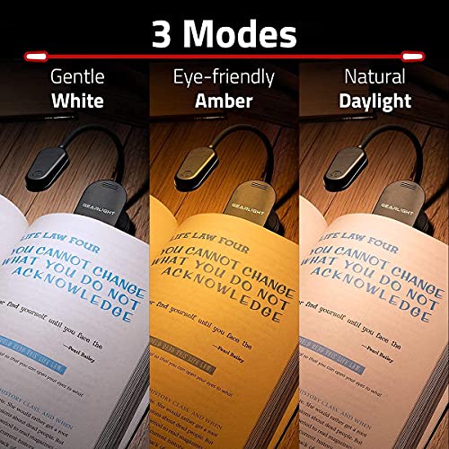 GearLight Rechargeable Book Light for Reading in Bed - Stocking Stuffers 2 Pack Adjustable LED Clip-on Reading Light for Books in Bed - Reading Lamp Book Accessories for Adults & Kids