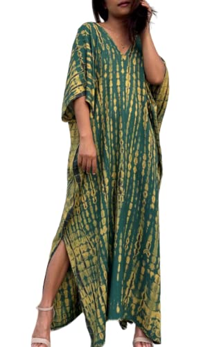 Wander Agio Skirt Long Dress Bikini Cover Up Beach Dresses for Women Robe Coverups Printing Dyeing Stripe Green Yellow 19
