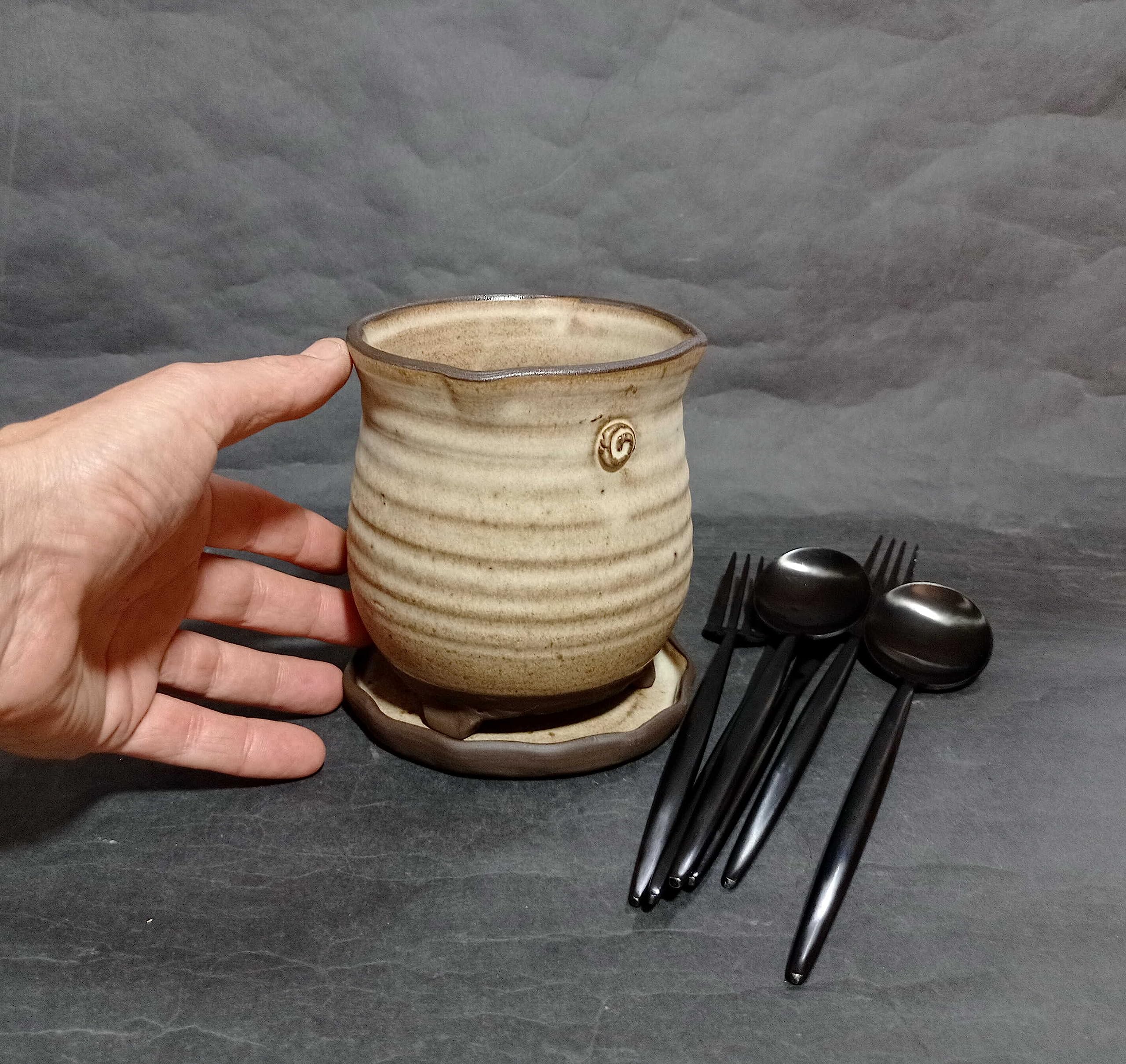 Cutlery holder, Ceramic silverware container, Kitchen cutlery organizer, Cutlery caddy, Pottery Utensil carrier, Table top utensil dish,