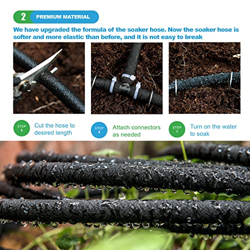 Soaker Hose 150 FT,1/2" Heavy Duty Soaker Garden Hose with Solid Brass Connector for for Garden Vegetable Beds, Tree,Lawn and Plants