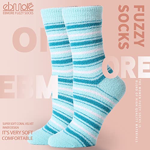 EBMORE Womens Fuzzy Socks Slipper Soft Cabin Plush Warm Fluffy Winter Christmas Sleep Stocking Stuffers Cozy Adult Socks(Unicorn(5 Pairs))