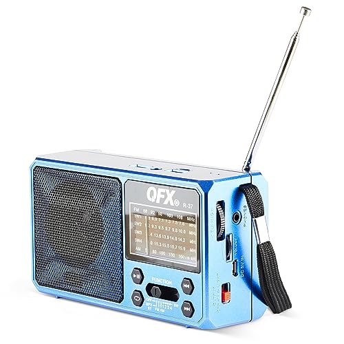 QFX R-37-BL 6-Band (AM, FM, SW1 - SW4) Bluetooth LED Flashlight Solar Radio (2021 Model)
