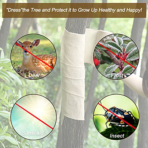 Natural Burlap Tree Wrap Burlap Rolls for Gardening Tree Trunk Wrap Fabric Tree Protector Burlap Wrap Plants Bandage for Keeping Warm and Moisturizing (2 Rolls,7.9 Inches Width)