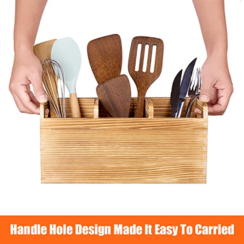 RedCall Utensil Holder,Wood Cooking Utensil Organizer,Large Farmhouse Utensil Holder for Counter top,Rustic Spoon Spatula Holder Kitchen Tools Storage Caddy Decor