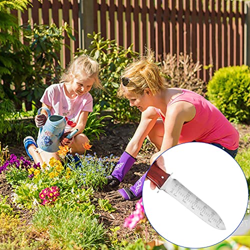 Hori Hori Garden Soil Knife Heavy Duty Weeding, Digging and Gardening Tools with 7 inch Double Edge Sharp Japanese Blade Leather Sheath, Full Tang Wood Handle Manual Sod Cutter