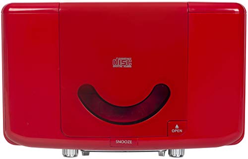 Crosley CR612B-RE Corsair Tabletop AM/FM Bluetooth Radio with CD Player and Dual Alarm Clock, Red
