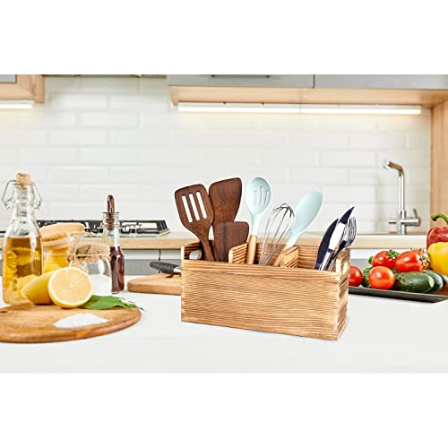 RedCall Utensil Holder,Wood Cooking Utensil Organizer,Large Farmhouse Utensil Holder for Counter top,Rustic Spoon Spatula Holder Kitchen Tools Storage Caddy Decor