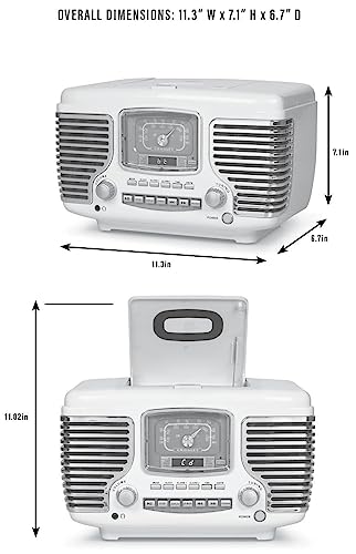 Crosley CR612B-RE Corsair Tabletop AM/FM Bluetooth Radio with CD Player and Dual Alarm Clock, Red