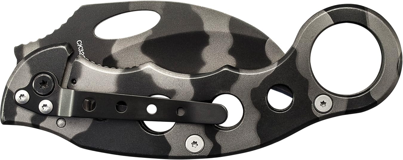 Smith & Wesson Extreme Ops CK32C 8in S.S. Karambit Folding Knife with 3in Hawkbill Blade and Stainless Steel Handle for Outdoor, Tactical, Survival and EDC