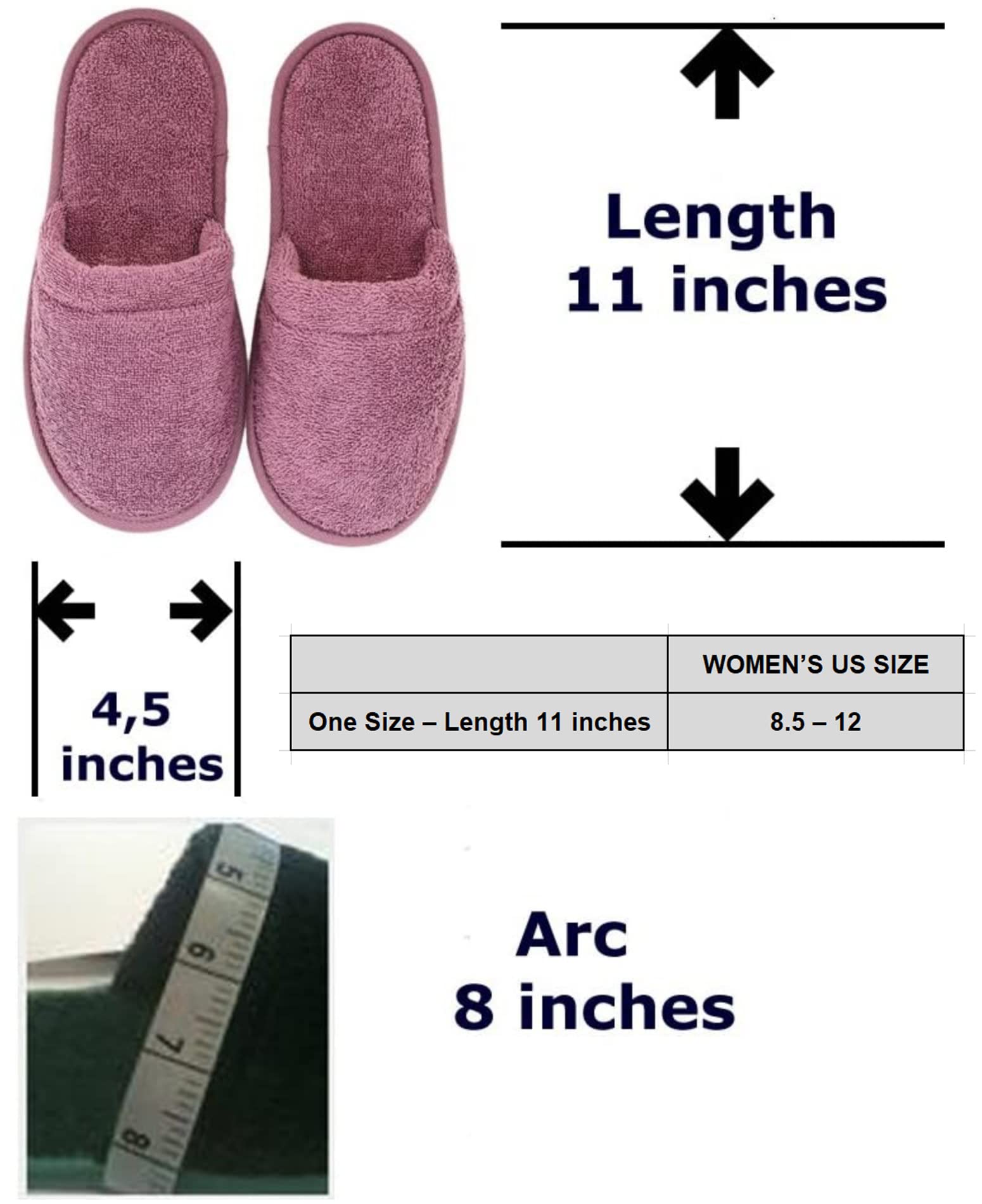 Arus Womens Turkish Terry Cotton Cloth Spa Slippers One Size Fits Most, Seafoam, 6-9.5 Wide Women