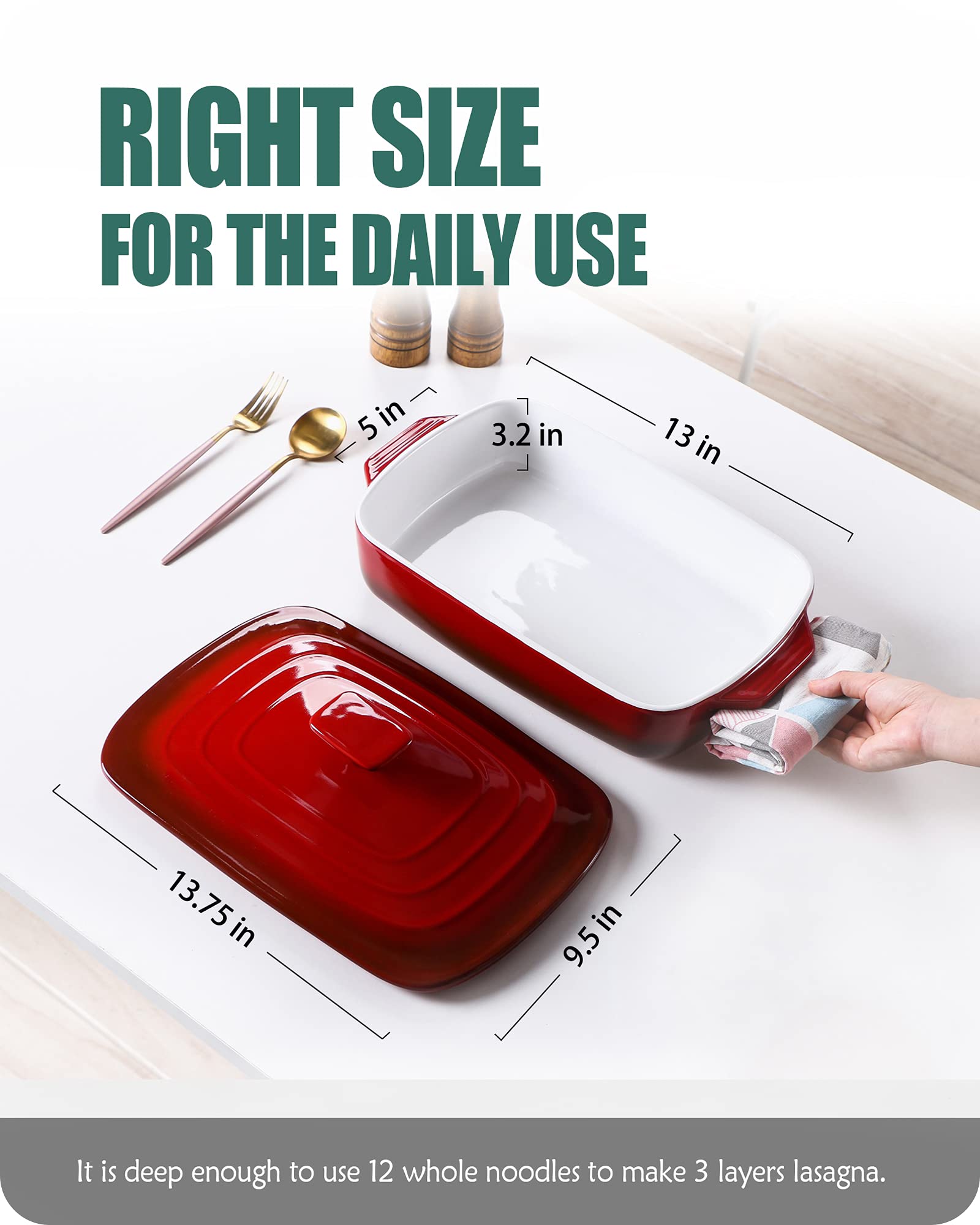 Kitchen Utensil Holder, Lareina Utensil Caddy for Countertop & Lareina Large Ceramic Casserole Dish with Lid