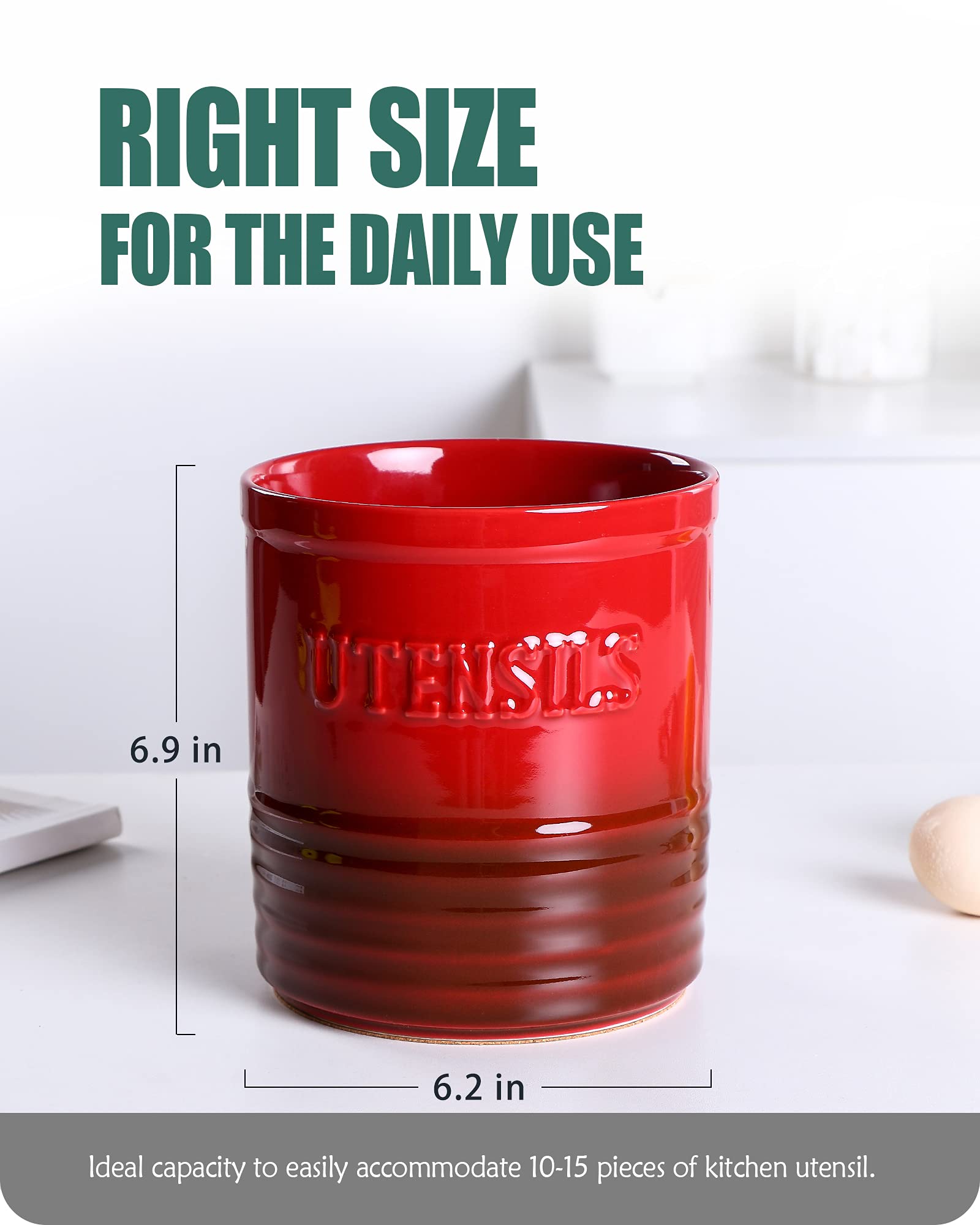 Kitchen Utensil Holder, Lareina Utensil Caddy for Countertop & Lareina Large Ceramic Casserole Dish with Lid