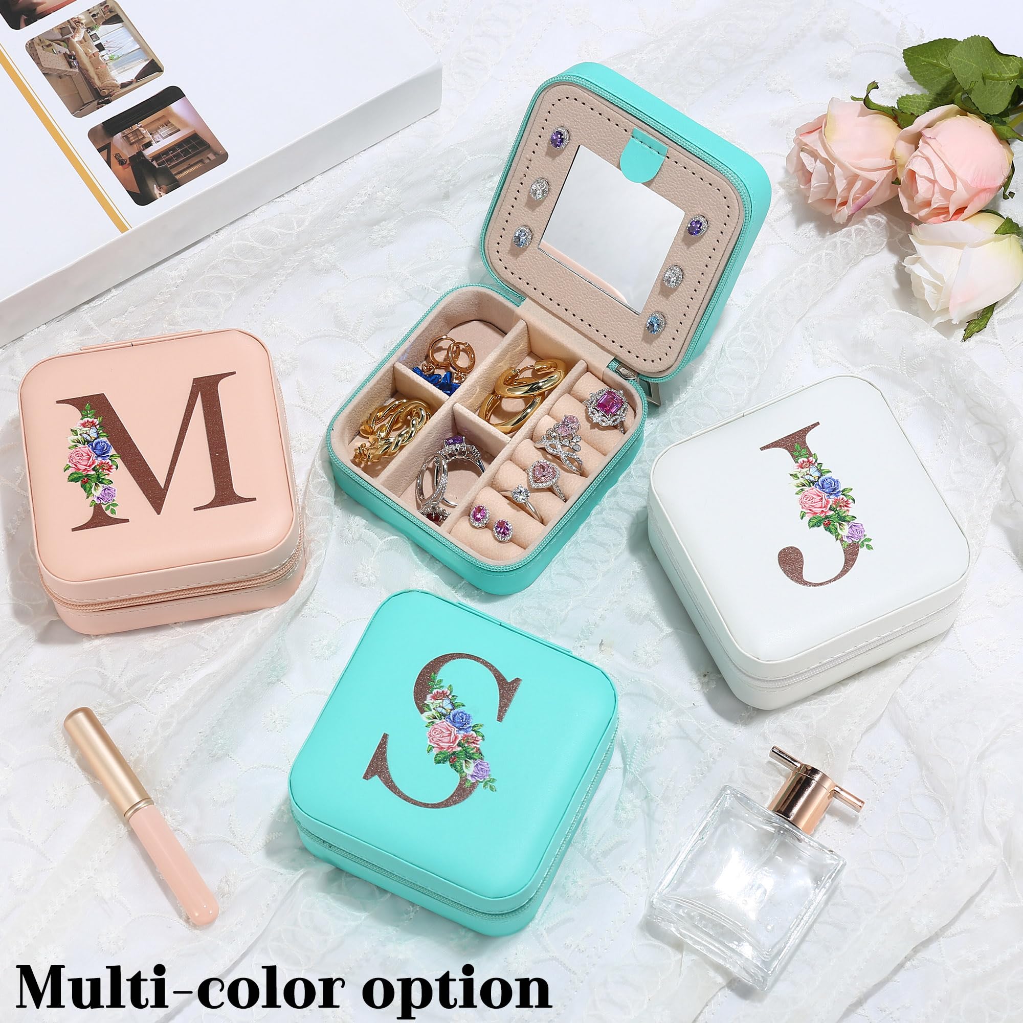 Yesteel Initial Jewelry Case Jewelry Organizer Jewelry Boxes for Traveling, Best Friends Birthday Gifts for Women Gifts for Friends Female Initial N