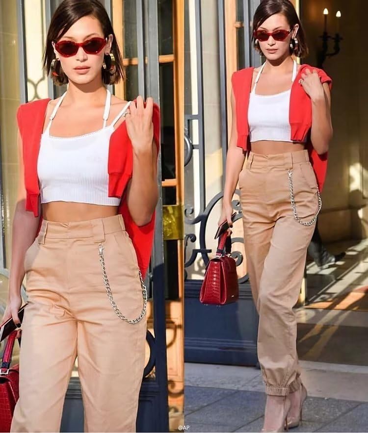 Women's Fashion High Waisted Cargo Harem Casual Pants Trendy Waist Brace Straight Leg Trouse with Pockets