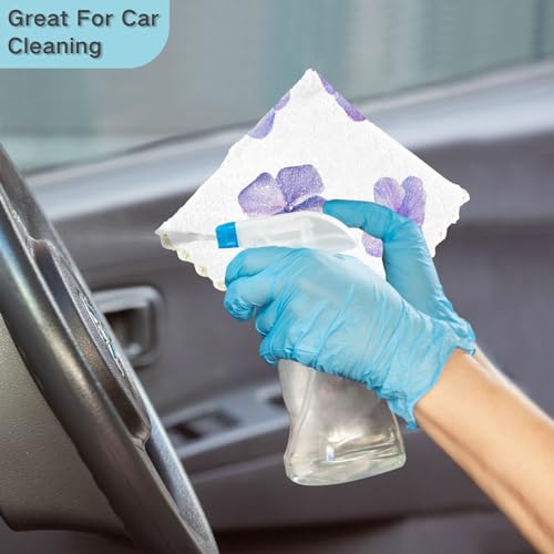 FRODOTGV Blue Hydrangea Flowers Watercolor Kitchen Towel Microfiber Table Cotton Kitchen Tea Towels Terry Cloth Dish Towel Cotton Hand Towels for Kitchen