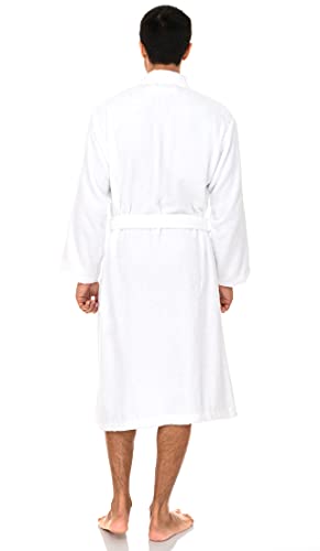 TowelSelections Mens Robe, 100% Cotton Luxury Bathrobe, Soft Terry Cloth Towel Robe for Men Large/X-Large White