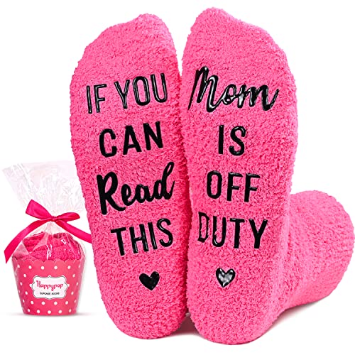 HAPPYPOP Women Funny Silly Crazy Fuzzy in Cupcake Packaging, Gifts Her Socks, Mom Dark Pink, Medium