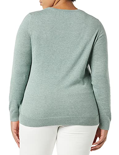 Amazon Essentials Women's Long-Sleeve Lightweight Crewneck Sweater (Available in Plus Size), Sage Green Heather, Medium