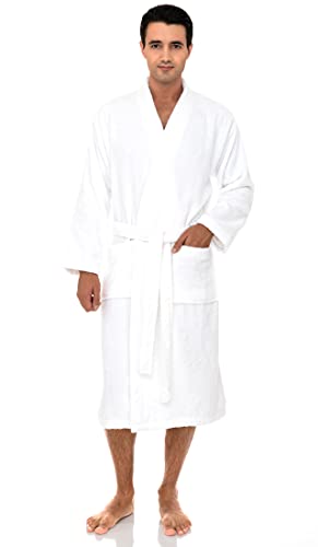 TowelSelections Mens Robe, 100% Cotton Luxury Bathrobe, Soft Terry Cloth Towel Robe for Men Large/X-Large White