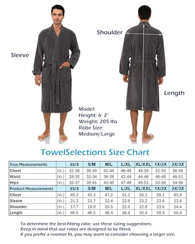 TowelSelections Mens Robe, 100% Cotton Luxury Bathrobe, Soft Terry Cloth Towel Robe for Men Large/X-Large White