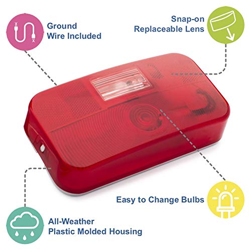 Lumitronics Red Surface Mount Light - Stop/Turn/Tail/Backup for RV, Trailer, Camper, 5th Wheel and Motorhomes (White)