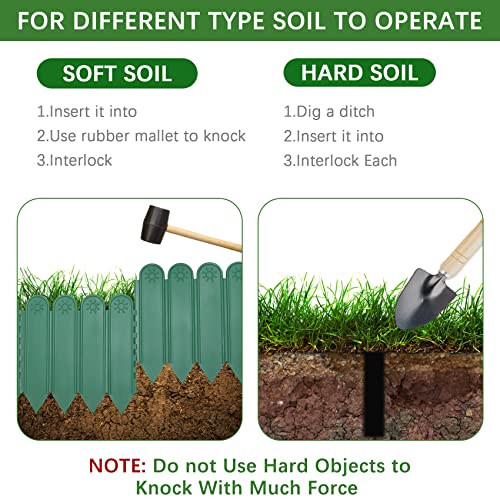 EEOCWF 10PCS Green Garden Edging Borders, 8.66"X8.66" Plastic Garden Landscape Edging, 7.2ft Interlocking Decorative Garden Fences Edging, Lawn Edge Flower Bed Border for DIY Patio Walkways Yard