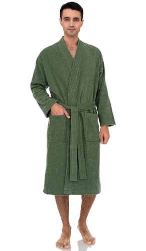 TowelSelections Mens Robe, Cotton Terry Cloth Bathrobe, Soft Bath Robe for Men Medium/Large Loden Frost