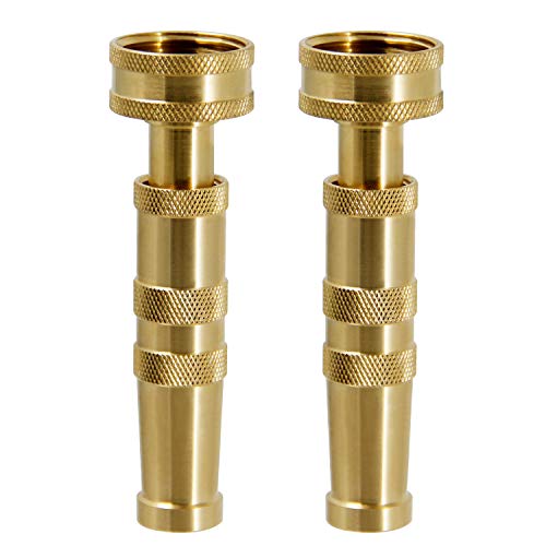 ATDAWN Brass Hose Nozzle, Heavy-Duty Brass Adjustable Twist Hose Nozzle, 2 Pack (4")